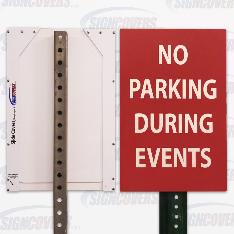 "No Parking During Events" Parking Sign Slide Cover™ – Sign Covers